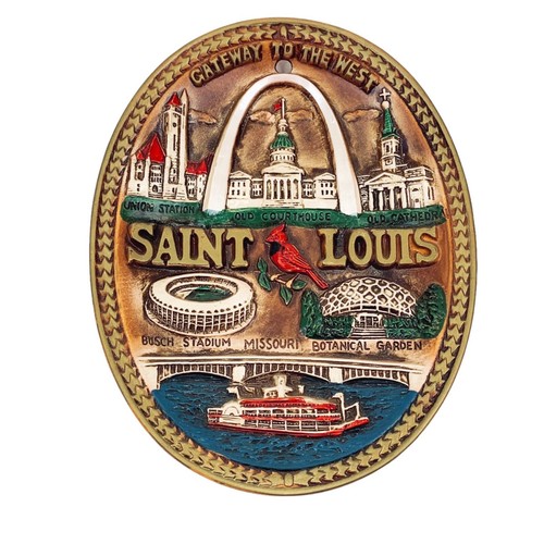 Vintage Saint St Louis Souvenir Plate 3D Wall Plaque MO Missouri MCM ...