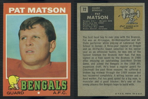 (56935) 1971 Topps FB 72 Pat Matson Bengals-EM | eBay
