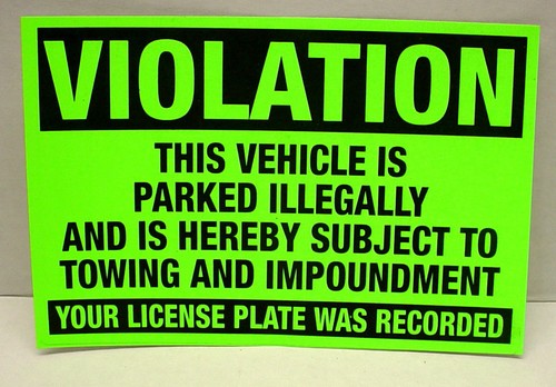 10-Pack No Illegal Parking Violation Tow Impound Zone Warning Stickers ...