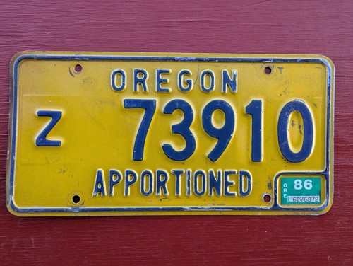 1986 Oregon apportioned license plate z 73910 | eBay