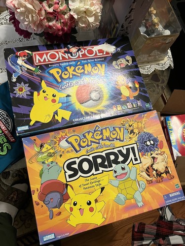 Hasbro Lot Pokemon Monopoly Board Game - Pokemon Sorry Board Game ...
