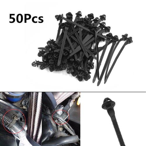 50pc Automotive Cable Strap Push Mount Wire Tie Retainer Clip Clamp ...