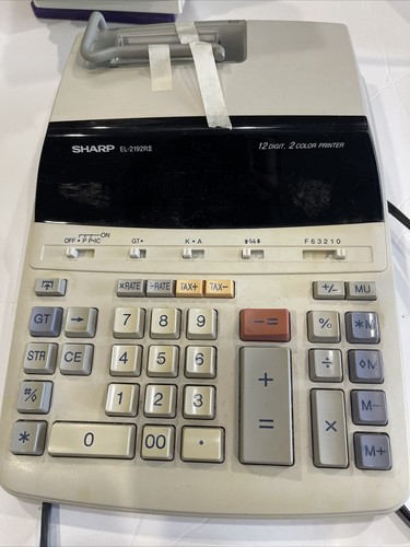 Sharp EL-2192RII 12 Digital Display 2 Color Printing Calculator Adding ...