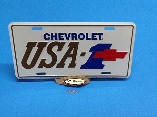 CHEVROLET USA-1 ALUMINUM LICENSE PLATE EMBOSSED CAR TAG GOLD & BLUE RED ...