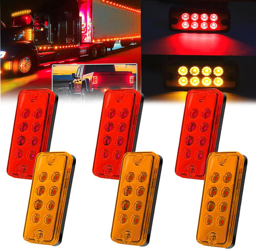 Square LED Marker Lights, 8-LED Rectangle Clearence Front Rear Side ...