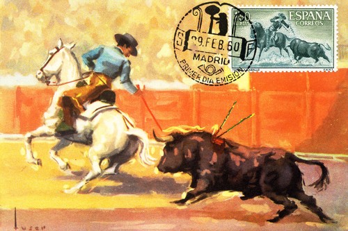 Bullfighting Stamped Postcard Poster #4 Canvas Art Poster 16"x 24" | eBay