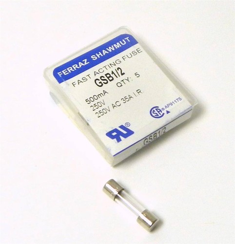 BRAND NEW PACK OF 5 FERRAZ SHAWMUT FAST ACTING FUSE 500MA 250V MODEL ...