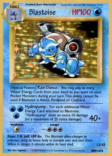 * BLASTOISE 009/165R * Pokémon Card Image, Multiple sized Poster ...