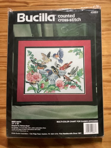 Bucilla Bird Bath 40863 Counted Cross Stitch Kit 1994 for sale online ...