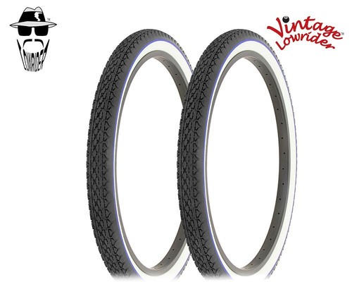 PAIR OF BLUE LINE BICYCLE GENUINE VINTAGE LOWRIDER TIRES 24 X2.125 ...