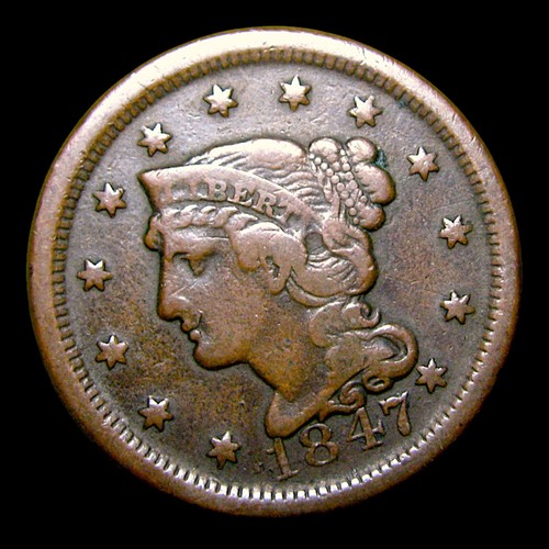 1847 Braided Hair Large Cent Penny ---- Nice Coin ---- #964Z | eBay