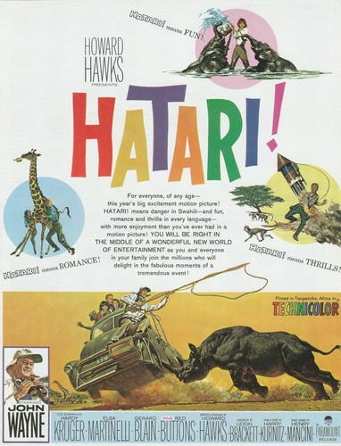 HATARI JOHN WAYNE 1960's 6.5" X 8.5" Repro Magazine Ad AD6 | eBay
