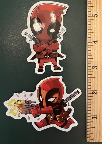 Lot of 2 Deadpool cartoon skateboard laptop vinyl sticker decal Marvel ...