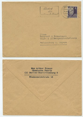 92474 - Werbestempel: Fördert die nationale Front! - Berlin 15.4.1950 ...