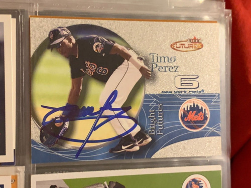 TIMO PEREZ AUTOGRAPHED SIGNED 2001 FLEER FUTURES CARD NEW YORK METS COA ...