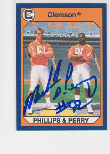 MICHAEL DEAN PERRY CLEMSON UNIVERSITY AUTOGRAPHED CARD DINGED TOP LEFT ...