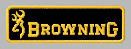 BROWNING EMBROIDERED PATCH IRON/SEW ON 4-1/4" x 1-3/8" PISTOLS FIREARMS ...