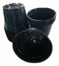 Set of 50 - 9 inch (9" x 6") BLACK MUM POTS PLANT LOT PAN plastic ...