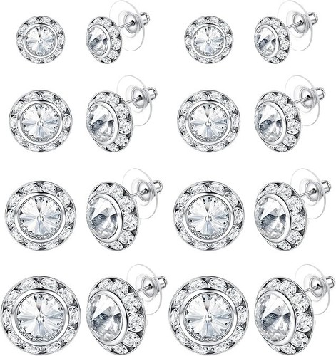 8 Pairs Dance Competition Earrings for Women Acrylic Halo Crystal ...