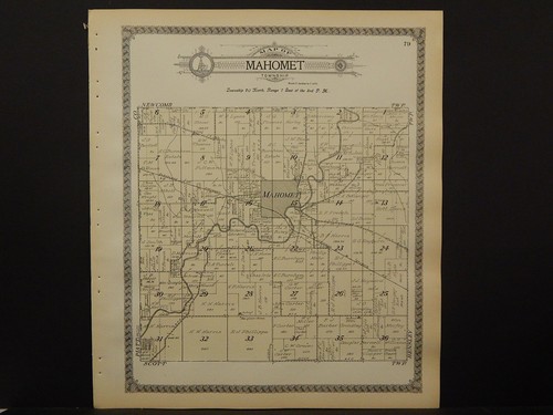 Illinois, Champaign County Map, 1913 Township of Mahomet Q3#66 | eBay