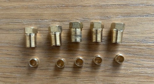 SIX 6mm x 15mm Brass olive and nut for copper pipe, NG, LPG compression ...