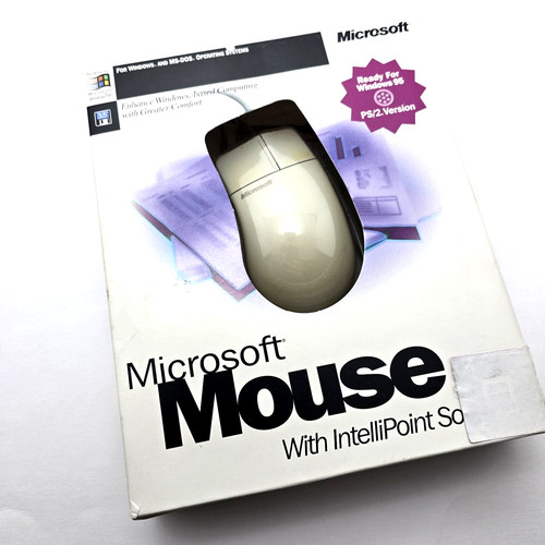 Vintage Boxed MS Microsoft 2 Button Serial Mouse for Windows 3.1 95 Dos ...