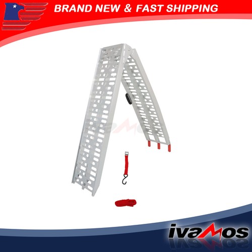 1x 750Lbs 7.5 Feet Aluminum Folding Loading Ramp Kit Motorcycle Arched ...