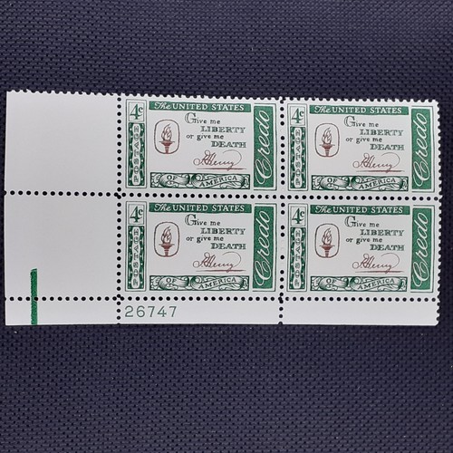 Vintage USA 4c Give Me Liberty or Give Me Death Stamp Block Plate 26747 ...