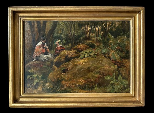 Antique 19th Century American Pre-Raphaelite Landscape Oil Painting ...