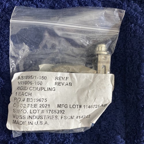 VOSS Aerospace Standard VR1006-150 Crescent Steel Rigid Coupling, Clamp ...