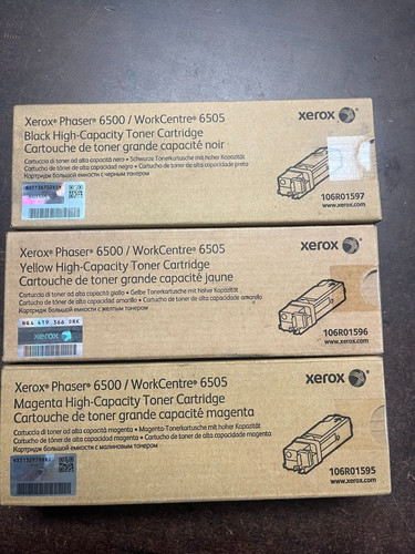 Lot of 3 - Genuine Xerox Phaser 6500 WC 6505 High Cap Toner Cartridges ...
