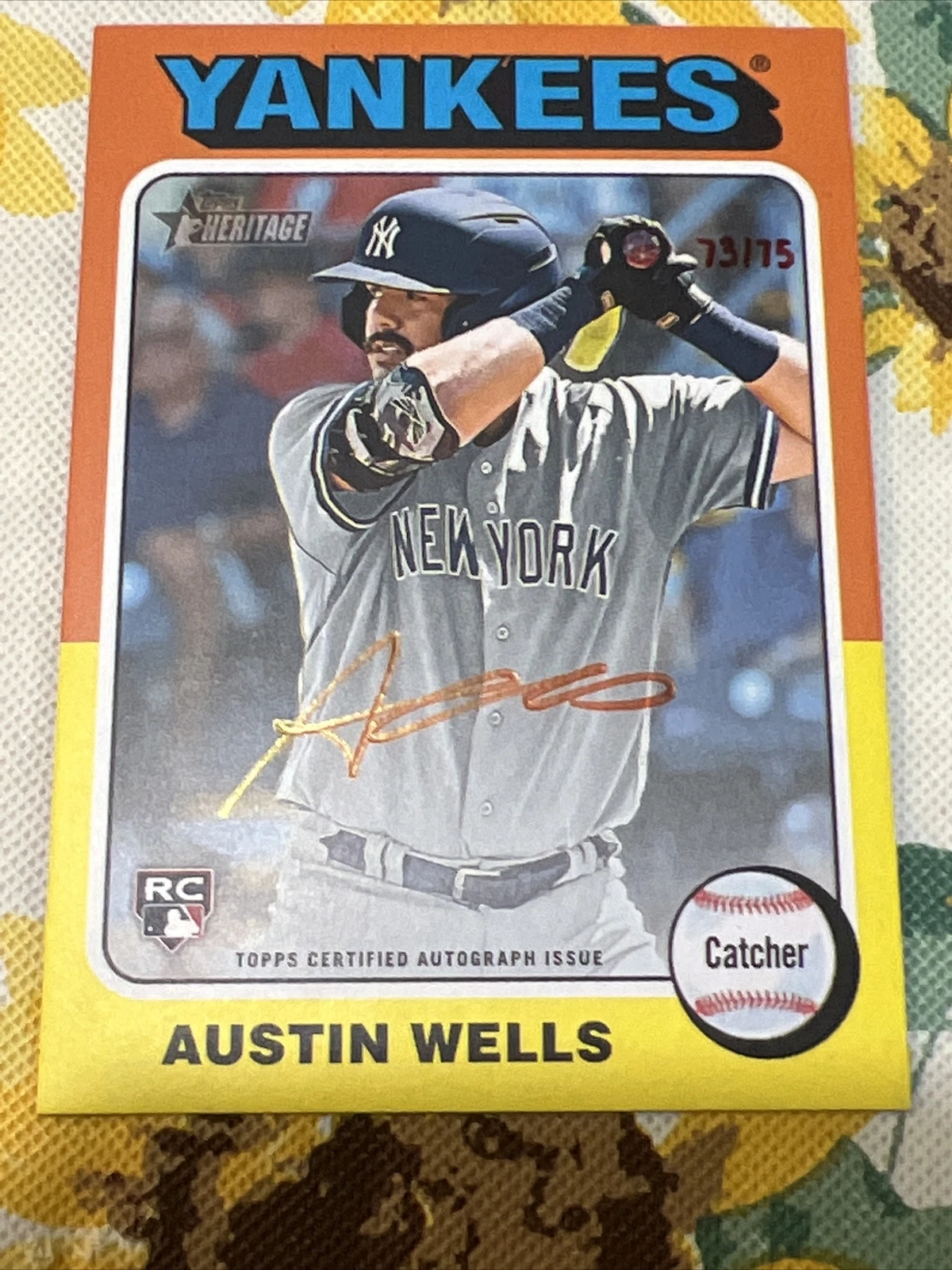 Austin Wells 2024 Topps Heritage #ROA-AW Real One Autographs - Red Ink ...