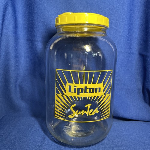 Vintage Lipton Sun Tea Glass Container Canister 1 Gallon With Lid | eBay