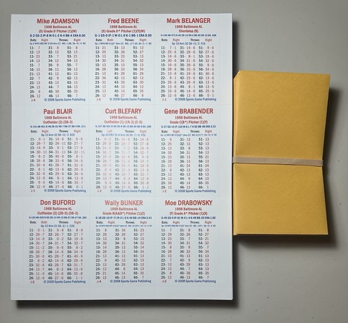 APBA compatible 1968 season cards Complete Set Every Player Included ...