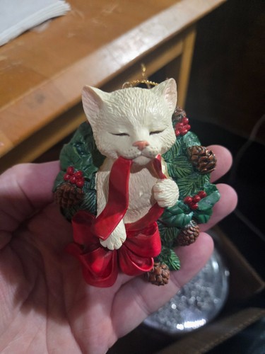 Lenox Cat In Wreath Christmas Ornament | eBay