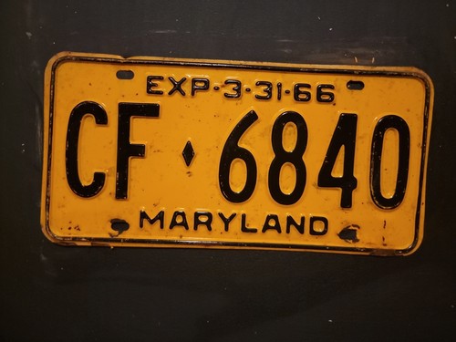 Vintage 1966 MARYLAND License Plate CF . 6840 | eBay