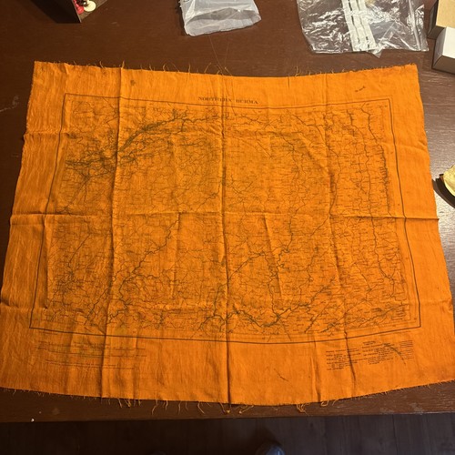 WW2 RAF Escape Map Rare Orange Silk Burma Chindits Double Sided c1944 ...