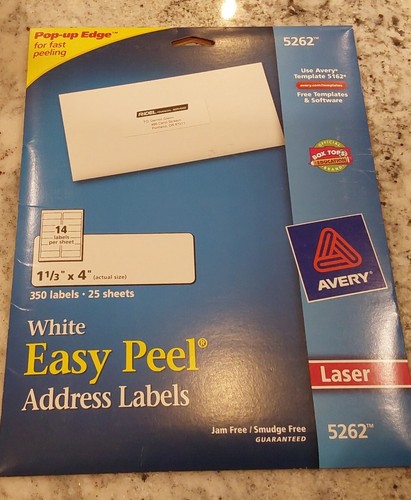 Avery 5262 Easy Peel Mailing Address Label - 1-1/3" W X 4" L, 350 ...