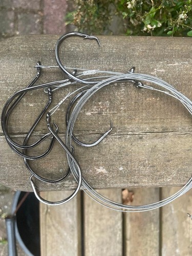 6 shark,conger,tope wire trace rigs 9/0 circle/ockopus hook | eBay UK