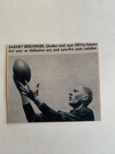 Barney Berlinger Penn Quakers Pennsylvania 1959 S&S Football Pictorial ...