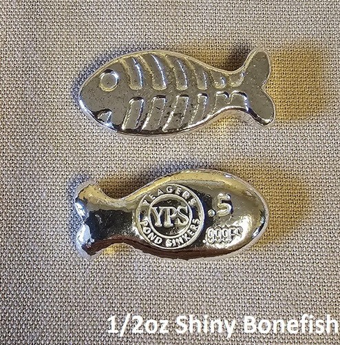 1/2 Troy Ounce Hand Poured 999 Silver Bullion "Bonefish" by YPS Yeager ...