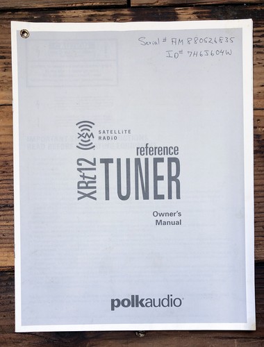 Polk Audio XRT-12 XRT12 Tuner Owner / User Manual *Original* | eBay
