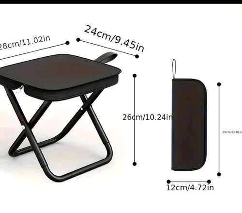 OUTDOOR FOLDING TRAVEL STOOL IN BLACK CARRY BAG LIGHTWEIGHT . BRAND NEW ...