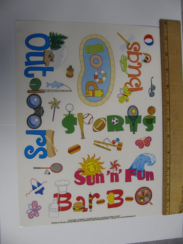Current USA Sticker Sheet OUTDOORS BAR B Q SUN BUGS POOL SPORTS 8.5" X ...