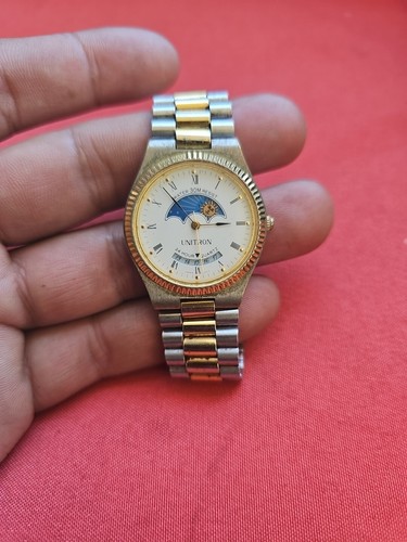 Vintage Men's Unitron Moon Phase Watch Goldtone In Non Working ...