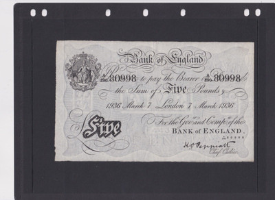 White Five Pound Note in English Banknotes Pre-1952 for sale | eBay