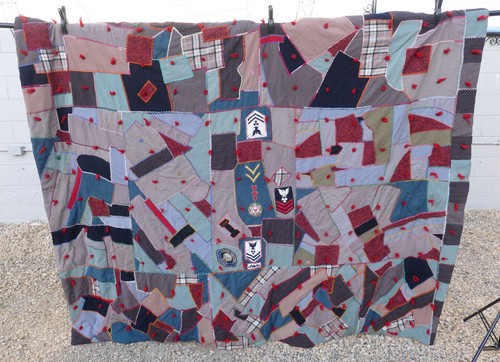 Vintage 1940s WW2 US Navy Veteran Military Patch Blanket Handmade Quilt ...