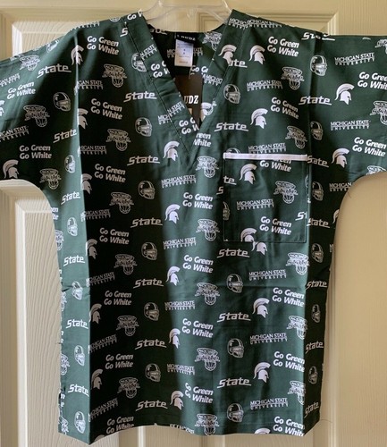 Michigan State Spartans Unisex Scrub Top Sizes S, M, L, XL, 2XL | eBay