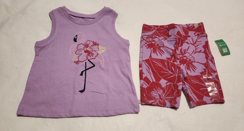 NWT Baby Gap Flamingo Flower Tank Top Bike Shorts Outfit 2PC Set ...