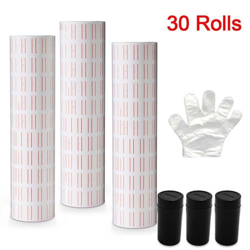 30 Rolls White Red Line Price Tags Labels For MX-5500 Gun Labeller ...